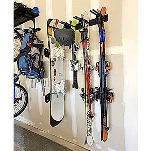 StoreYourBoard Ski Wall Storage Rack, Holds 8 Pairs, Steel Home and Garage Skis Mount