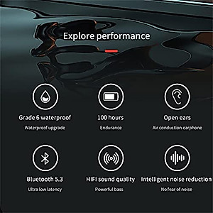 Upgrade HiFi ANC Wireless Bones-Conduction Headphone Bluetooth 5.3 Bone-Drive Headset Ipx6 Waterproof,Stereo Earphone Sport Compatible with iOS and Android for Sports Gym (Black)