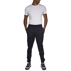 Spalding Mens Tricot Tapered Zipper Track Training Active Pants Jogger Sweatpants Black/Gravel Small