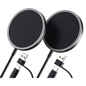 JSAUX Magnetic Wireless Charger 2-Pack Fast Magsafe Charger Compatible with MagSafe Charger, iPhone 15/15plus/15 Pro/15 Pro Max/iPhone 14 Plus/14 Pro Max, iPhone 13 12 Mini Mag Charger Airpods Black