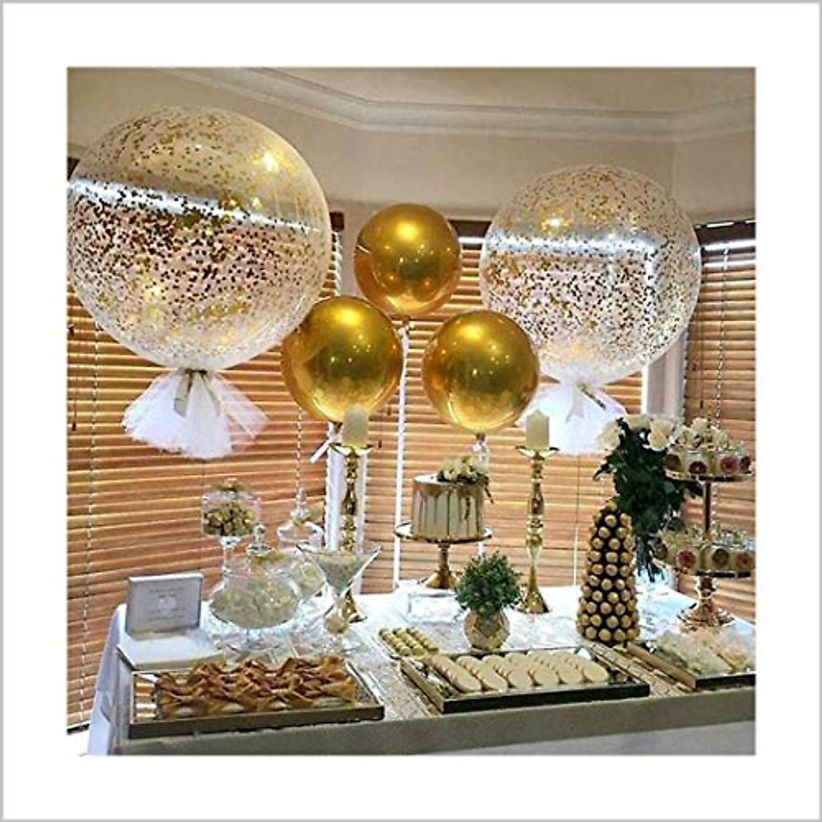 36 Inch Jumbo Confetti Balloons, Giant Latex Balloon with Gold Confetti (Premium Helium Quality) Pkg/6 Latex glitter balloons for Party/Birthdays/Wedding/Festivals Christmas and Event Decorations