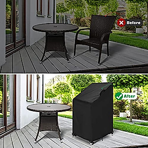Vickay Stackable Patio Chair Cover Waterproof Outdoor Chair Cover Heavy Duty Lawn Patio Furniture Covers 25.6" L x 25.6" W x 47" H