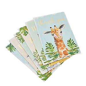 Pipilo Press Safari Baby Shower Thank You Cards with Envelopes, Seal Stickers (4x6 In, 48 Pack)