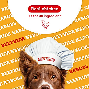 Beefeaters Dog Treats - Beefhide Kabobs 28oz Baked | Dog Food with Real Chicken, Liver & Sweet Potato | Long-Lasting Chew | Promotes Dental Health | Dog Training Treats for All Dog Sizes