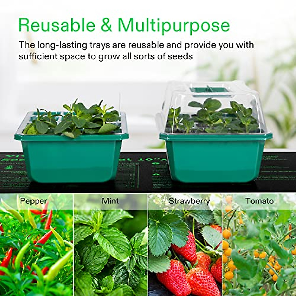 VIVOSUN Durable Waterproof Seedling Heat Mat Warm Hydroponic Heating Pad 10" x 20.75", with 6-Pack Seed Starter Trays