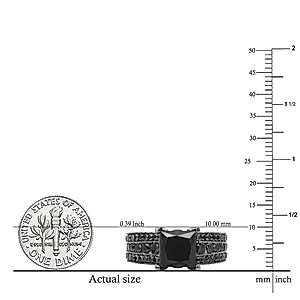 Dazzlingrock Collection 5.00 Carat (ctw) Black Rhodium Plated 10K Black CZ Bridal Engagement Ring 5 CT, White Gold, Size 5