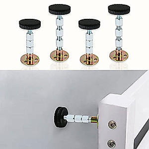 spasaling Headboard Stoppers, 4pcs Adjustable Bed Frame Anti-Shake Tool with Screw Couch Wall Spacer Headboard Stabilizer for Bedside Headboards, Cabinets, Loosening Sofas (1.18''-4.41'')