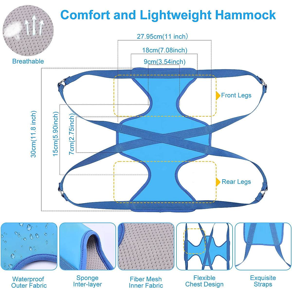 Cat Grooming Hammock, Pet Grooming Harness for Dogs&Cats, Multi Hammock Restraint Bag with Adjustable Grooming Loop/Stainless D-Hooks/Nail Clippers/Trimmer/Nail File for Pet Nail Trimming, Care (XS)