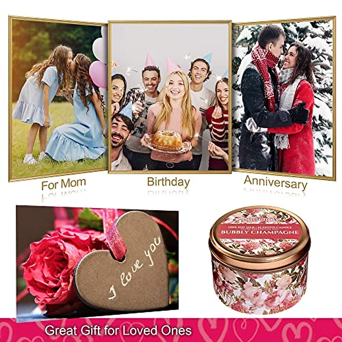 Briojoy Gifts for Women - Scented Candle Gift Set for Wife, Girlfriend, Mom, Best Friend, Daughter - Valentines Day Gift for Her - Lady Birthday Gift - All-Natural Soy Wax Candles - Spa Relaxing