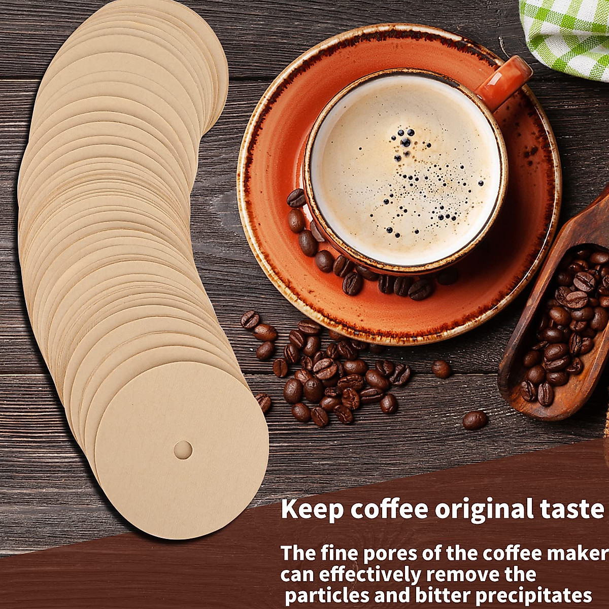 200Pcs Unbleached Percolator Coffee Filters, 3.75In Disposable Coffee Paper Filter, Disc Coffee Filters for Bozeman Percolator (Brown)