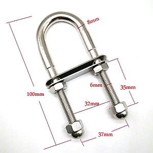 JY-MARINE Stainless Steel 316 Eye Bolts Boat Stern Bow Eye Tie Down U Bolt with Plate and Nuts Choose from Size 1/4",3/8" (1/4 inch)