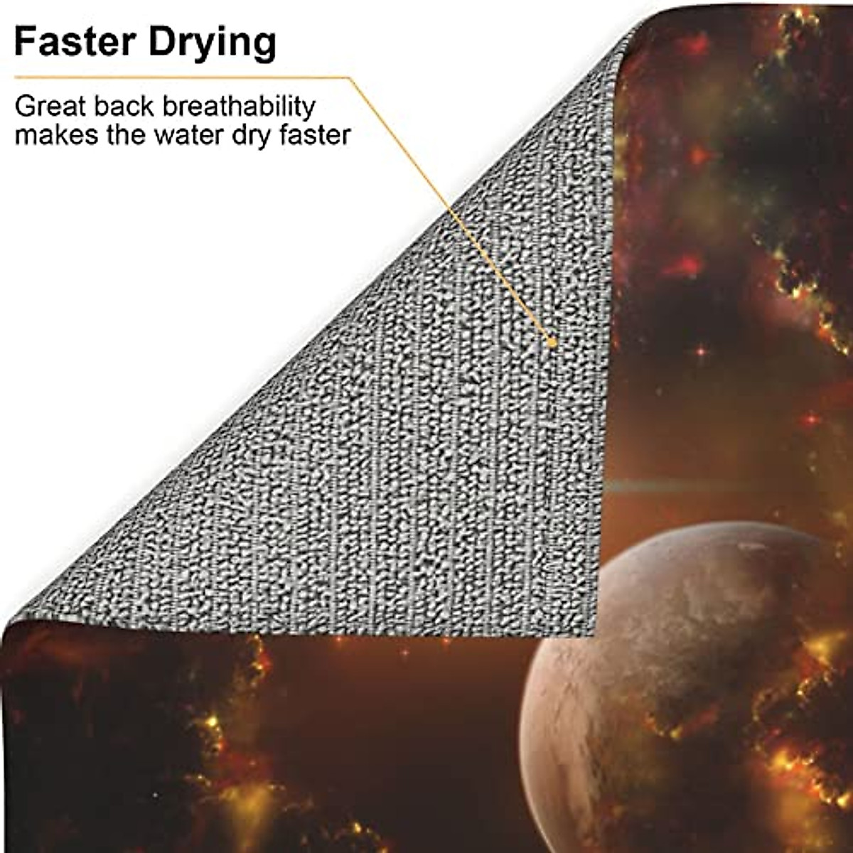 Galaxy Space Planet Printed Drying Mat For Kitchen Ultra Absorbent Microfiber Dishes Drainer Mats Non-Slip Silicone Quick Dry Pad - 18 X 16inch