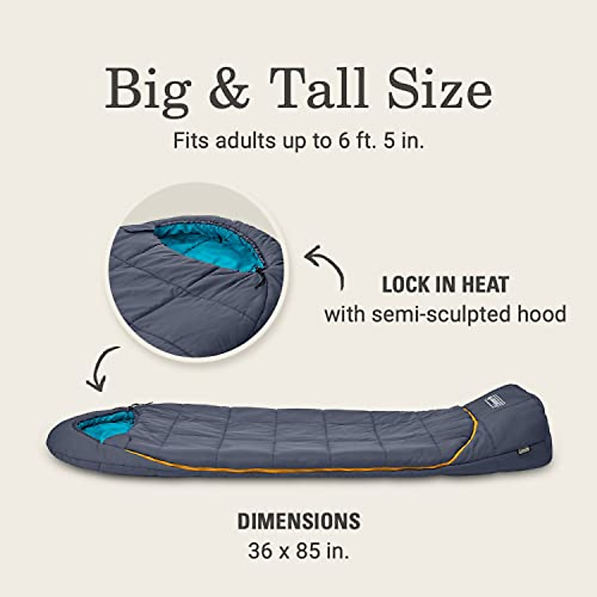 Coleman Big Bay Mummy Sleeping Bag, Cool-Weather 0°F/20°F/40°F Camping Sleeping Bag for Adults with Foot Ventilation and Compression Stuff Sack, Big & Tall