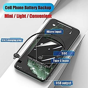 OYEALEX 3 in 1 with Built in Cable Portable Charger 15800mAh Cell Phone Battery Backup Ultra Slim Mini Power Bank with LCD Display Compatible with iPhone iPad Android Samsung Galaxy and More (Blue)