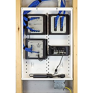 Legrand - OnQ 8 Port Cat 5e Network Interface Module, RJ45 Network Switch, High-Density Mini Patch Panel, Keystone Ports Labeled 1 Through 12, Grey, AC1014