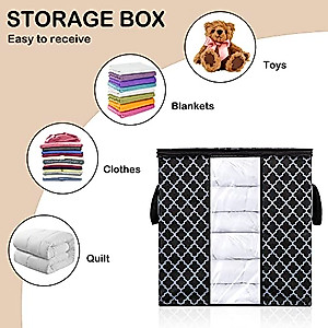 Keaxinty Storage Bags for Clothes,3 Pack 100L Large Capacity Blanket Foladable Storage Boxes with Thick Reinforced Handles for Bedding,Clothing,Pillow, Black (20.5x14.6x20.5in)