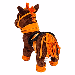 Smalody Plush Interactive Toy, Animated Walking Pony Electronic Pet Horse with Leash Pony Robot Plush Stuffed Animal Toys for Boys & Girls Kids (Black)