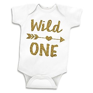 Bump and Beyond Designs Baby-Girls First Birthday Outfit Wild One Leotard White, 12-18 Month