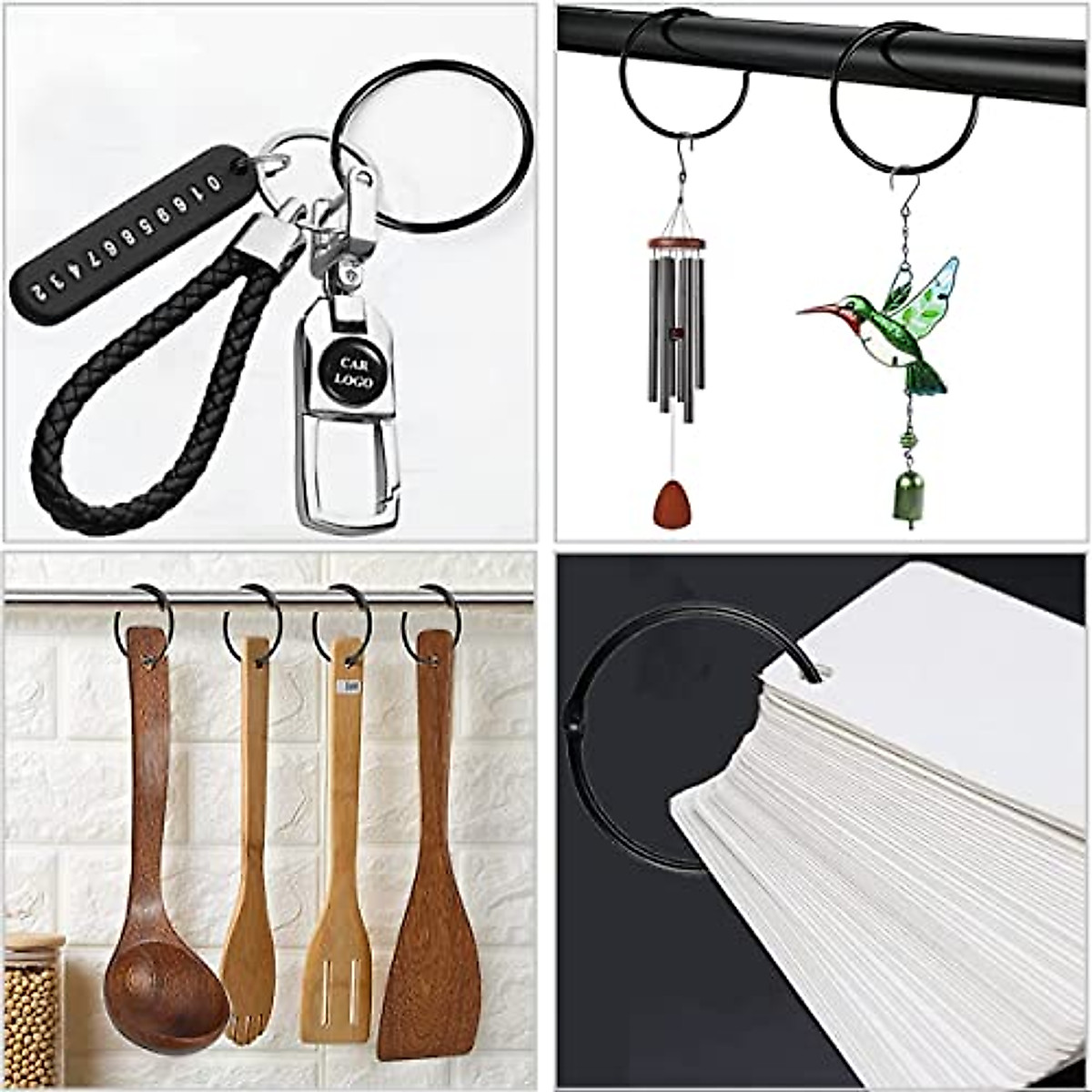 Shower Curtain Rings,18 Pack Rust Proof Black Metal Matte Curtain Hooks Easy Glide Anti-Drop Rustproof Shower Curtain Hooks for Bathroom Shower Rod Home and Hotel Use