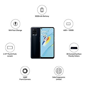 OPPO A54 CPH2239 Dual SIM 128GB ROM + 6GB RAM Factory Unlocked 4G/LTE Smartphone (Crystal Black) - International Version