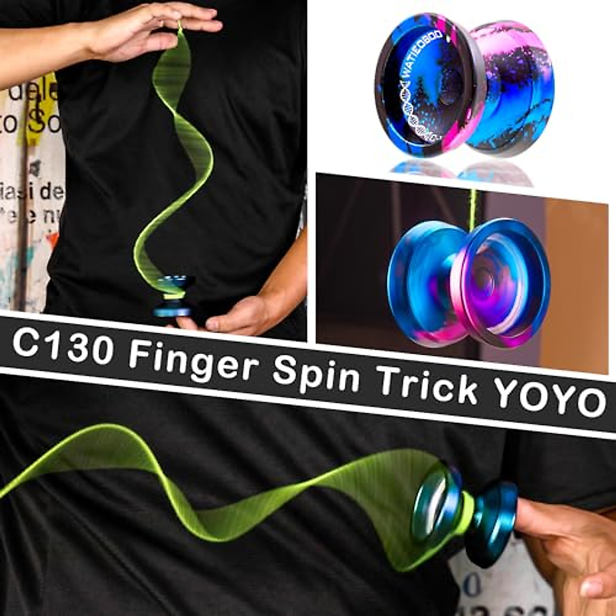 WATIEOBOO yoyo Professional Responsive Yoyo Bearing for Kids 8-12 Beginner Unresponsive Yo yo Bearing for Fingerspin yoyos Tricks with Yoyo Accessories-Dark Blue Pink