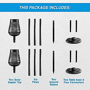 PIC Solar Insect Killer Torch (DFST), Bug Zapper and Flame Accent Light, Kills Bugs on Contact - Twin Pack