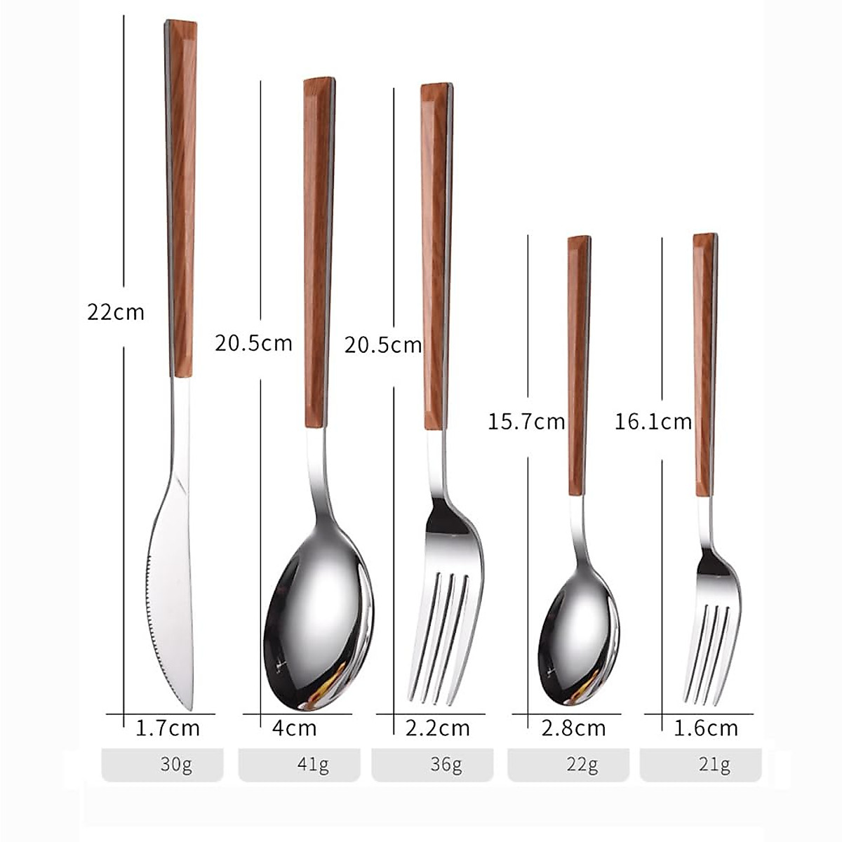 15-Pieces Silverware Set Wooden Handle Flatware Cutlery Set for 3 Forks And Spoons Utensil Sets Forks Silverware Home Essentials for New Home Ergonomic Durable Mirror Polished