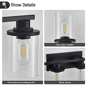 stambord 6 Light Matte Black Bathroom Vanity Light Fixtures with Clear Glass and Metal Base, Black Vanity Lights for Bathroom Over Mirror