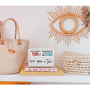 Yoto Card Holder,Wooden Yoto Card Case, Yoto Card Storage Box with Two Compartments, Wood Trading Deck Box Card Storage Box-Designed to Hold Yoto Mini Audio Cards for Boys and Girls(White)