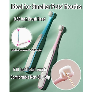 E.M&S.T by Emmeliestella Small Dog & Cat Toothbrush Micro Head, Cat Dental Care, Pets Toothbrush, Oral Hygiene, Easy to Handle, Deep Clean, Extra Soft Bristles, Independent Packaging, Blue&Pink 3PCS