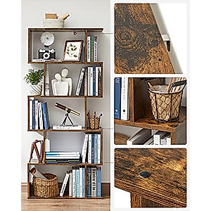 VASAGLE Bookcase, 5-Tier Bookshelf, Display Shelf and Room Divider, Freestanding Decorative Storage Shelving, Rustic Brown ULBC62BX