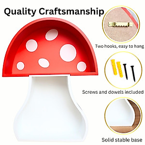 Scandi Bliss Floating Mushroom Shelf: Decorative & Functional Mushroom Wall Decor for Nursery, Bedroom, Living Room, Kitchen & Bathroom, Decorative Mushroom Shelves for a Whimsical Touch