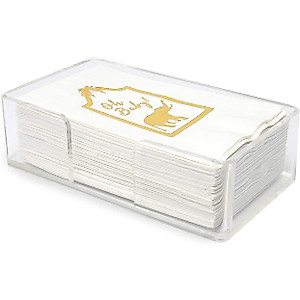 Guest Towel Holder Tray Bathroom Paper Hand Towels Caddy Basket Acrylic Holder Bathroom Accessories Clear Bathroom Storage and Organization or Dinner Napkin Holders 4.5" x 9" x 2.5 Made in USA