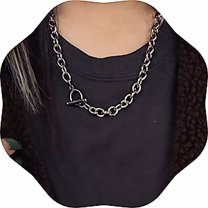 YERTTER Dainty Unique Punk Layering Chain Choker Necklace Boho Jewelry Set Layered Pendant Statement Chunky Chain Necklace for Women Man