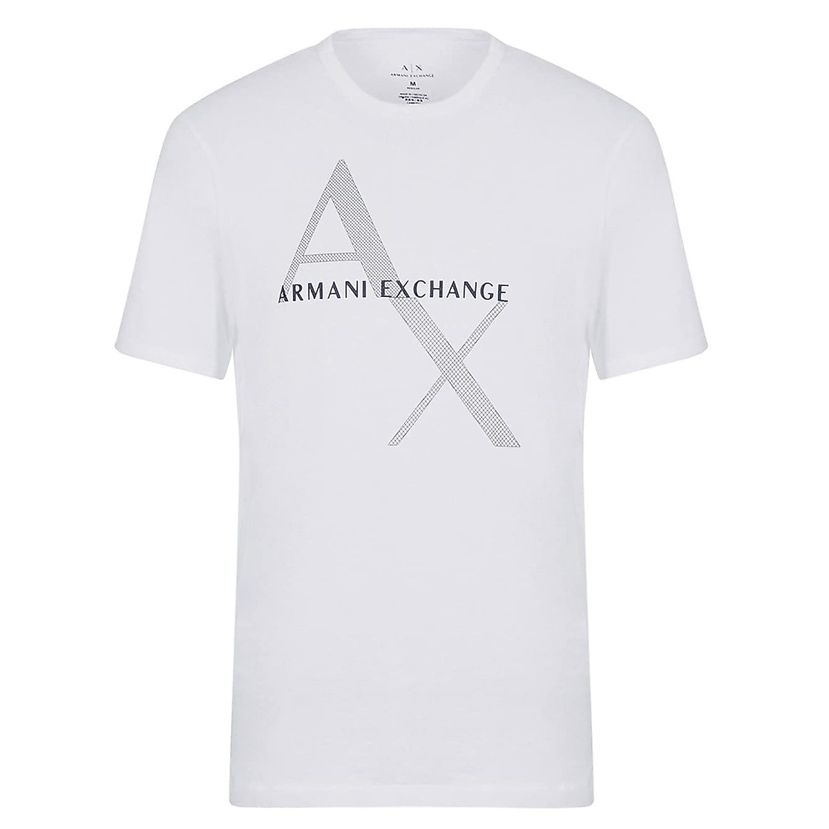 A|X ARMANI EXCHANGE mens Tonal and Contrast Logo Core Crew Neck T Shirt, Quilted Logo White, Medium US