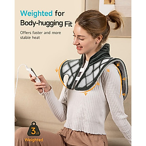 Weighted Heating Pad for Neck and Shoulders, ALLJOY【3lb】 Weighted Heating Pad for Pain Relief,22"x18" Electric Heating Pad, 5 Heat Settings & 4 Auto-Off, Gifts for Women Men Mom Dad