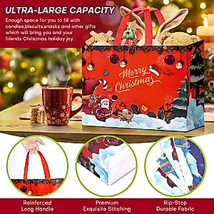 Fayayuan 8 Pack Extra Large Christmas Gift Bags, Reusable Christmas Tote Bags with Handle Non-Woven Christmas Bags for Gifts Wrapping Xmas Holiday,16.9"×12.6"×7.1"