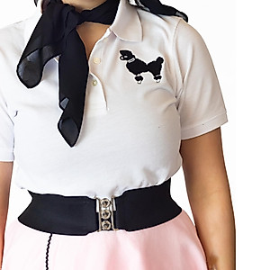 Hip Hop 50's Shop 50s Poodle Skirt Shirt - White (Large, Black)