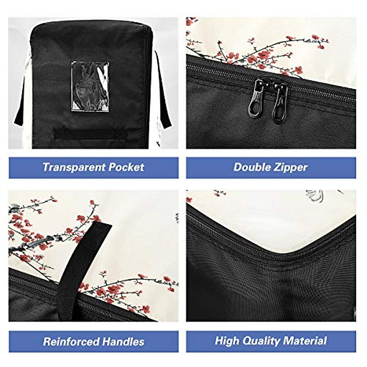 Blueangle Dayan Ink Painting Comforter Storage Bag - Folding Organizer Bag for King/Queen Comforters, Pillows, Blankets, Bedding/Quilt, Duvet, 27.5"x19.7"x11"