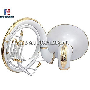 Brass Sousaphone Bb Big Bell Tubas White Brass Made King Size Tuba Mouth Piece with Carry Bag 25" Handmade Musical Instrument Gift