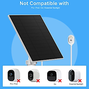 Solar Panel Charger for Arlo,Solar Panel for Arlo Pro 5S 2K,Pro 4,Pro 3,Floodlight,Ultra 2,Ultra,Go 2,5W IP65 Waterproof Solar Panel Charger for Arlo,9.84Ft Charging Cable,360°Wall Mount(1Pack)