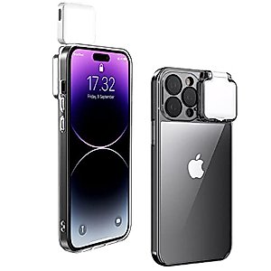 AJDSE Selfie Light for iPhone 13 Pro Max Case Light Up Flash Lighting Selfie Case Rechargeable LED Compatible with Live Stream/Makeup/Video- Selfie Illuminate Crystal Clear