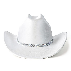 Lisianthus Glitter Cowboy Hat for Women and Men Party Disco Cowgirl Hat A-Sliver