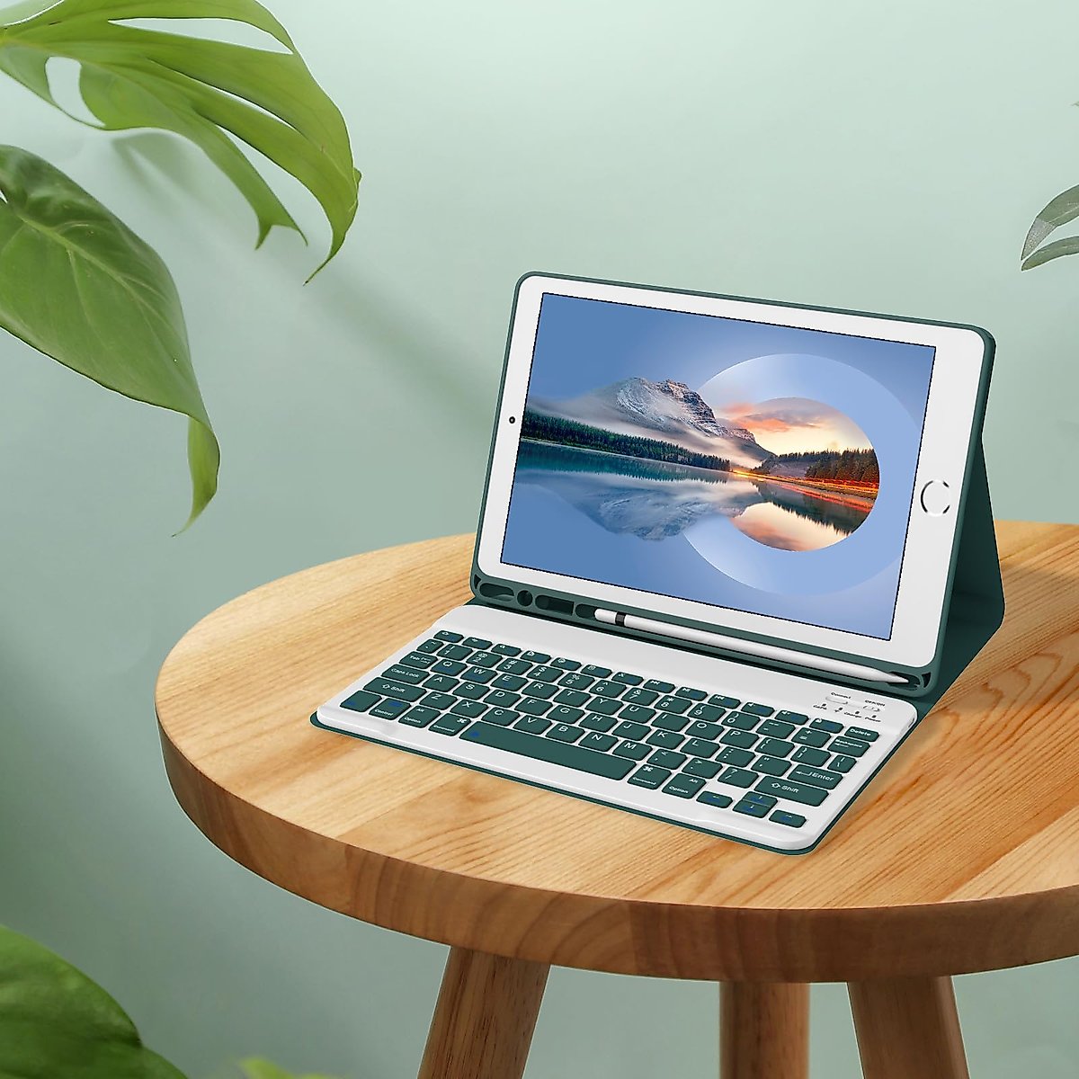 Divufus Keyboard Case for iPad 9th/8th/7th Generation 10.2 Inch [Magnetic Detachable Wireless Keyboard][Support 3 System] Flip Stand Case with Pencil Holder for iPad 10.2 2021/2020/2019, Dark Green