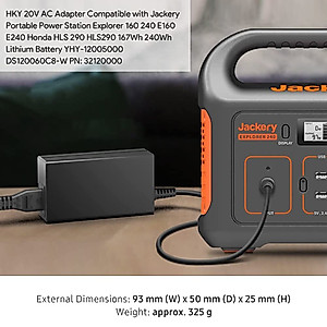 HKY 65W AC Adapter Compatible with Jackery Portable Power Station Explorer 160 240 E160 E240 Honda HLS 290 HLS290 167Wh 240Wh Lithium Battery YHY-12005000 DS120060C8-W PN: 32120000 56101600