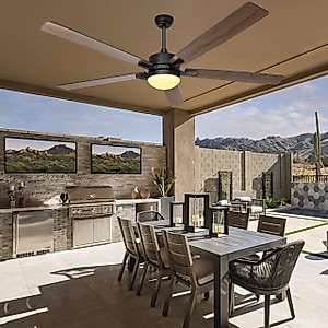 Ohniyou Large Ceiling Fan with Lights and Remote - 76 Inch Indoor Outdoor Ceiling Fans, 3CCT, Reversible DC Motor, Industrial Farmhouse Ceiling Fan for Patio Living Room Bedroom Garage Shop