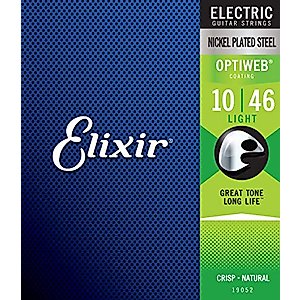 Elixir Strings 19052 Coated Nickel Electric Guitar Strings, Light (.010-.046)