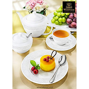 Wilmax Set Of Tea Cups & Saucers In Color Box (8 Oz/Set Of 6) | Dishwasher Safe, Easy To Clean | Fine, English Porcelain
