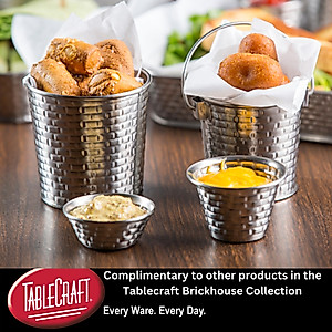 TableCraft GTSS45 Brickhouse Collection Cup, 23 oz., 4" Dia. x 4-1/2"H, Dishwasher Safe, Brick Pattern Texture, Stainless Steel