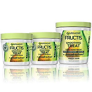 Garnier Fructis Hair Care Smoothing Hair Mask Treatment with Avocado Extract, Vegan, Paraben and Silicone-Free, (amount)